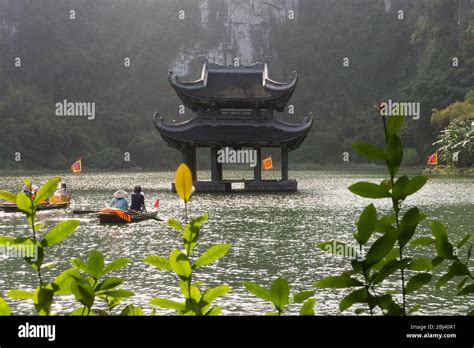 Vietnam Trang An Landscape A Floating Temple In Trang An In The Red