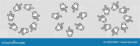 finger mouse pointer circle frame click here round border stock vector