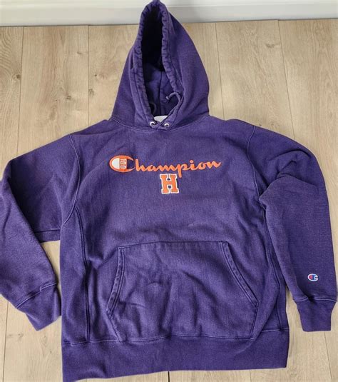 Y2k Vintage Varsity Champion Purple Reverse Weave Hoodie Sweatshirt