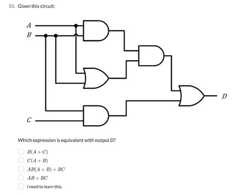 Solved 10 Given This Circuit Which Expression Is