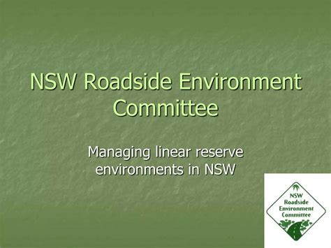 Managing Linear Reserve Environments In Nsw Ppt