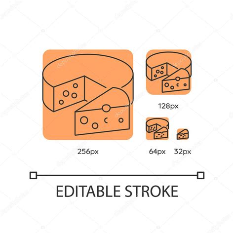 Conjunto de iconos lineales naranja queso Productos lácteos