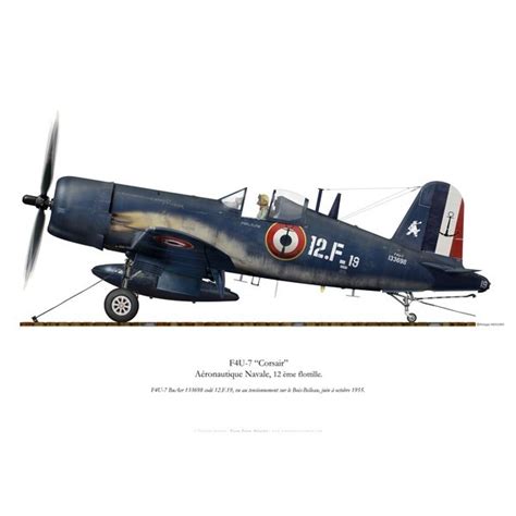 F4U 7 Corsair Flottille 12 F French Navy Bois Belleau 1955 Bravo