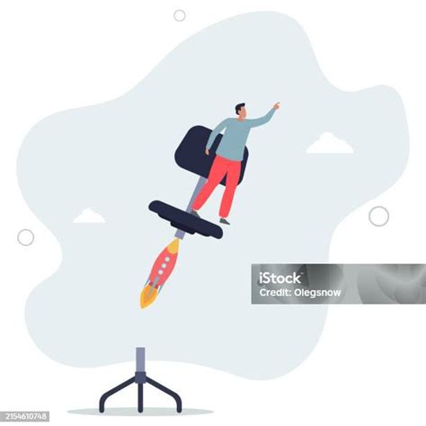 사업가가 앉아서 사무실 의자를 벗고 Jetpack 또는 Rocket Boosterflat 벡터 일러스트 레이 션 개념에 대한 스톡 벡터 아트 및 기타 이미지 Istock