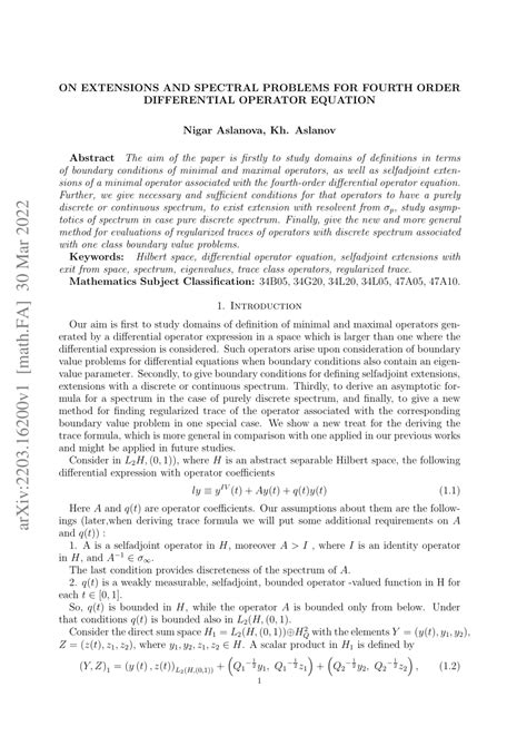 Pdf On Extensions And Spectral Problems For Fourth Order Differential Operator Equation