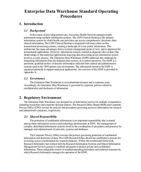 Warehouse Standard Operating Procedures Template