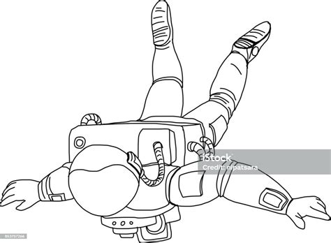 우주 비행사 문자는 흰색 바탕에 손으로 그린 Stylespaceman을 설정합니다 우주 비행사에 맞게 벡터 과학에 대한 스톡