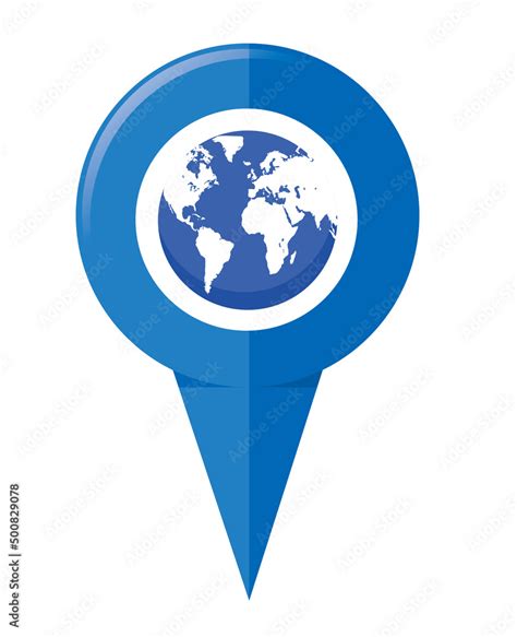 地図ナビゲーションアプリのイメージイラスト 地図のピン、マップピンと地球のシンプルなイラスト 白背景 Stock Vektorgrafik