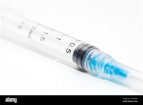 Disposable Unused Syringe Close Up Macro View Bokeh Effect Stock