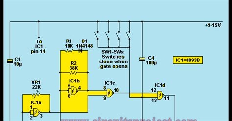 Simple Gate Alarm Circuit Diagram