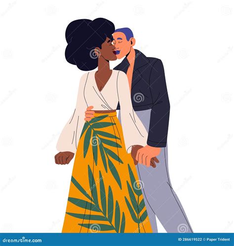 Lesbian Love Couple Kissing Hugging Lgbt Girls Partners Stock Vector