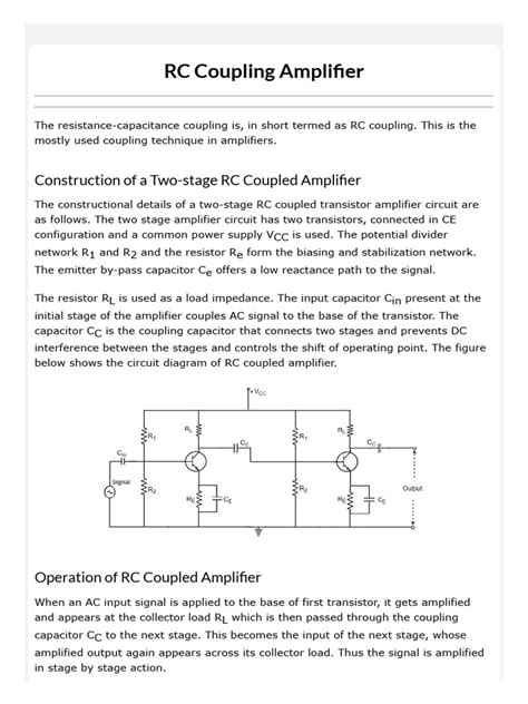 Rc Coupling Amplifier Pdf Amplifier Capacitor
