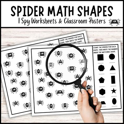 Spider Math Shapes I Spy Worksheets And Classroom Posters Halloween