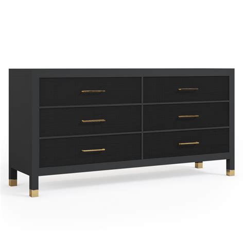 Monterey Black Caned 6 Drawer Dresser