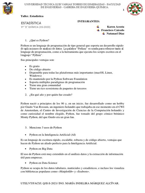 Taller Introducción A Python Pdf Python Lenguaje De Programación Lenguaje De Programación