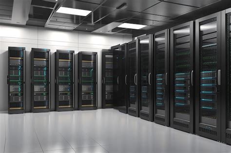 premium ai image server racks in server room data center 3d rendering