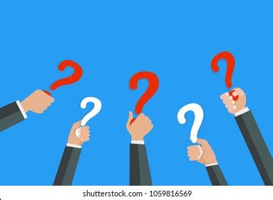 Concept Questioning Hands Holding Question Marks Stok İllüstrasyon