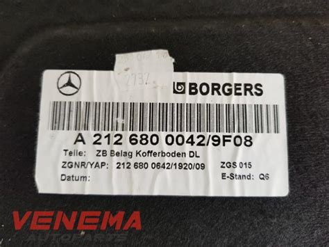 Boot Mat Mercedes E E 250 Cdi 16v Bluetec A2126800142