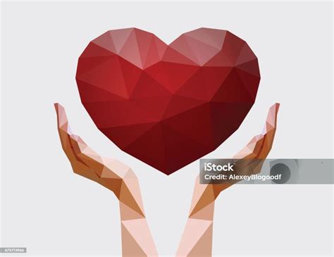 인간의 손 다각형 마음 잡고입니다 사랑 평화 및 기부 개념입니다 자선 이벤트입니다 비영리 조직에 대 한 벡터 일러스트 레이 션