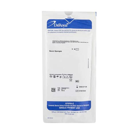 Deroyal 30 154ns Sponge Neuro 10 Patties Xray 25 X 25 Case Of 100