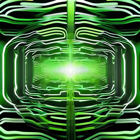 Energetic Digital Art Piece With Abstract Green Neon Lines Pulsating