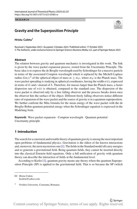 Gravity And The Superposition Principle