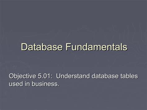 501 Database Fundamentals Ppt
