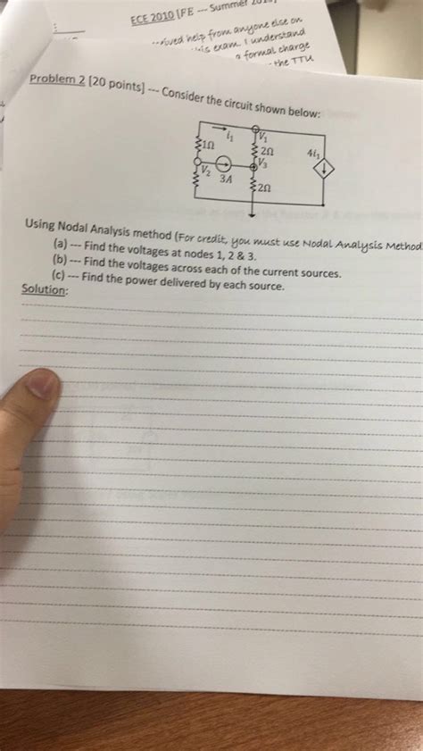 Solved Consider The Circuit Shown Below Using Nodal Chegg