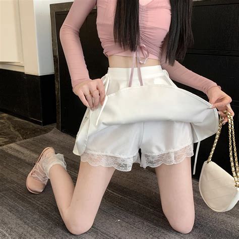 Купити Мереживні міні спідниці з оборками Жіночі багатошарові милі лоліти Бандажні спідниці