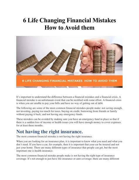 Ppt Life Changing Financial Mistakes How To Avoid Them Powerpoint