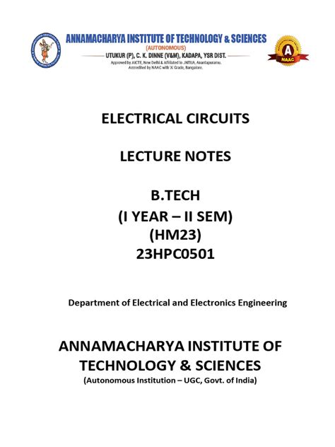 Electrical Circuits Ananlysis Pdf