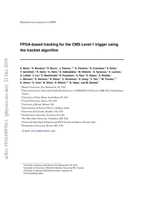 Pdf Fpga Based Tracking For The Cms Level 1 Trigger Using The
