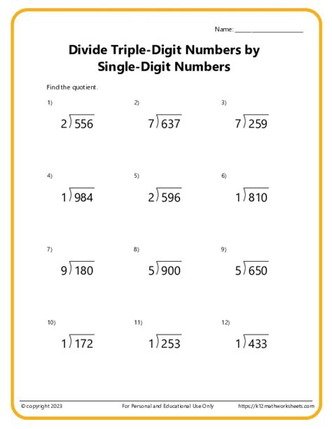 Fifth Grade Math Division Worksheets