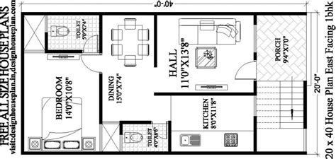 20 X 40 House Plans East Facing With Vastu 2bhk 20x40 House Plan