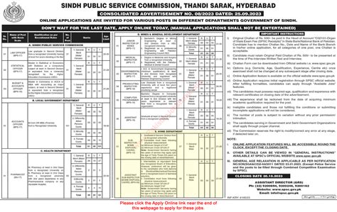 Home Department Sindh Jobs October 2023 Asi And Sub Inspectors Spsc Apply