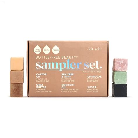Kitsch 6 Piece Sampler Shampoo Conditioner And Body Wash Bars Made In