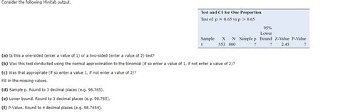 solved consider the following minitab output test and ci