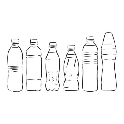 Botella De Agua De Plástico De Dibujo único De Vector Botella De
