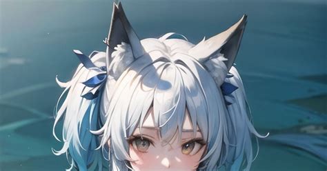 白毛 海边的少女 沉默的猹のイラスト Pixiv
