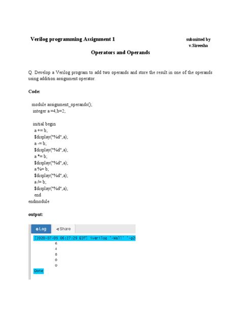 verilog programming assignment 1 pdf computer programming arithmetic
