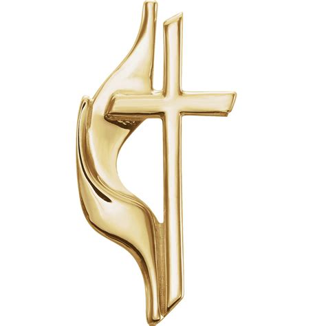 14k Gold Methodist Cross Lapel Pin Small