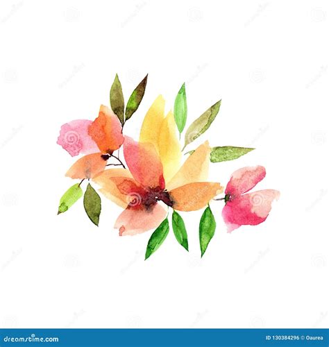 Ramo Floral De La Acuarela Tarjeta De Felicitación Amarilla De Dibujo De Las Flores Stock de