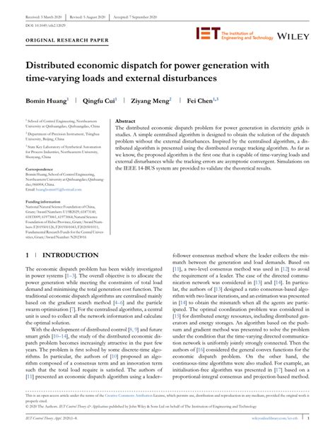 Pdf Distributed Economic Dispatch For Power Generation With Time