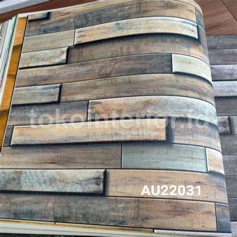 Jual Wallpaper Dinding Murah Kotak Balok Kayu 3d Visual Efek Vintage Di
