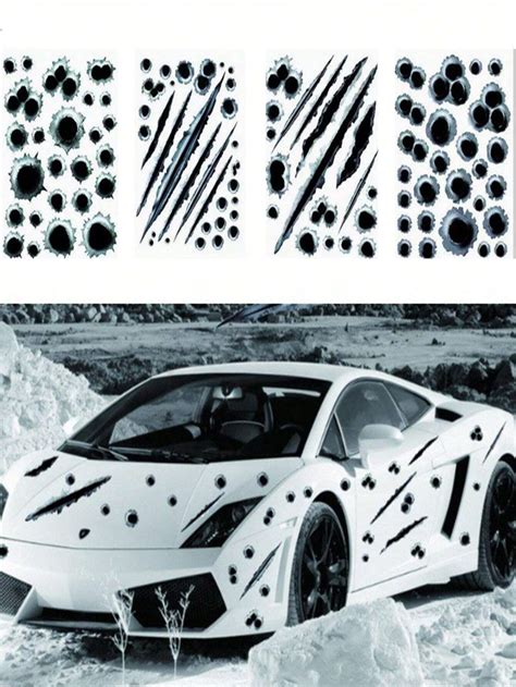 Bullet Hole And Scratch Stickers Realistic Fake Bullet Holes And Scratch