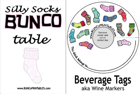 Silly Socks Bunco Set Bunco Printables