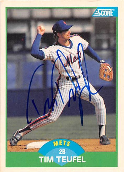Tim Teufel Autographed Baseball Card New York Mets 1989 Score 58