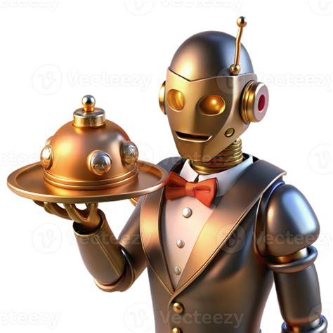 Beautiful Creative A Steampunk Robot Butler Serving Tea From A Silver