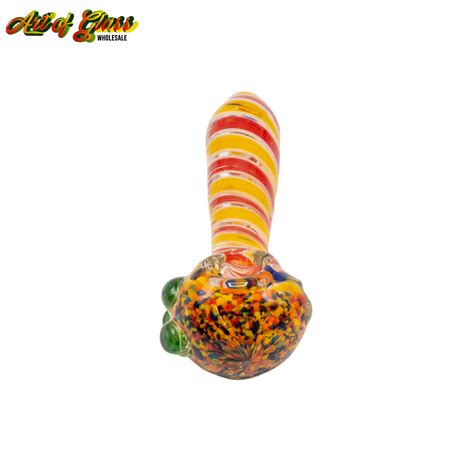 5″ Fritz Speckles W Rainbow Candy Swirl Stem Art Of Glass Retail