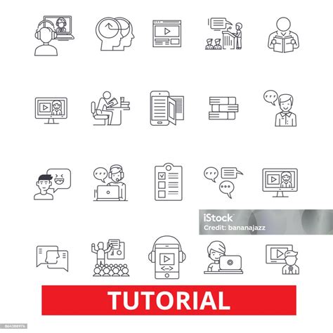 자습서 학습 도움말 가이드 훈련 표시 E학습 세미나도 서 선 아이콘 편집 가능한 스트로크입니다 평면 디자인 벡터 그림 기호 개념입니다 흰색 배경에 고립 된 선형 표시 가정의